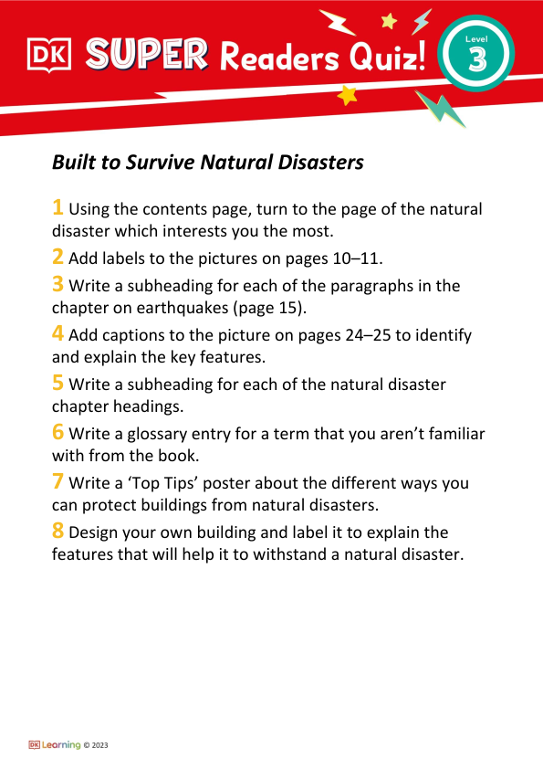 Level 3 Built to Survive Natural Disasters Comprehension Quiz