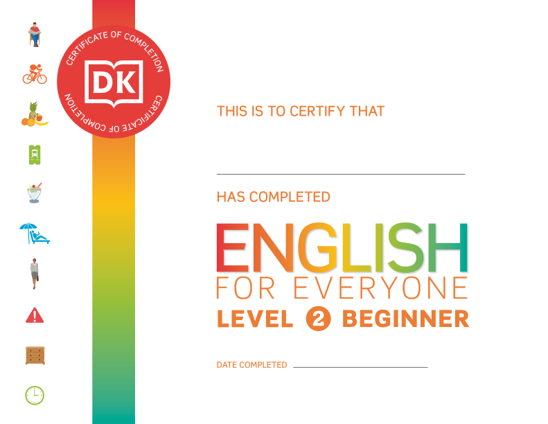 English for Everyone Certificate of Completion - Level 2 Beginner
