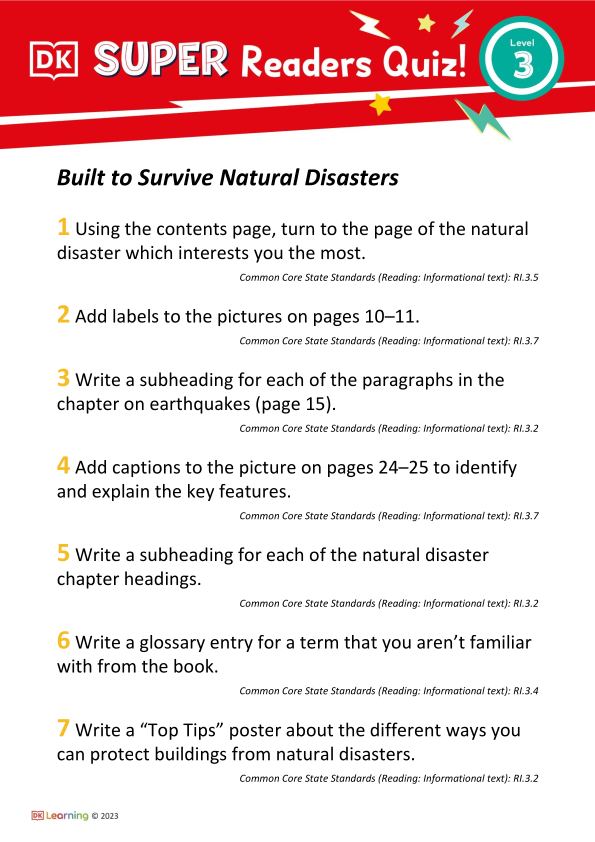 Level 3 Built to Survive Natural Disasters Comprehension Quiz