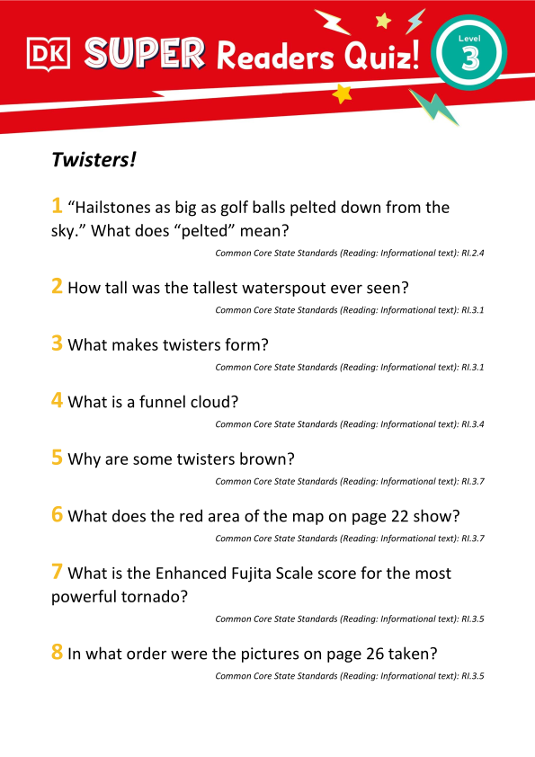 Level 3 Twisters! Comprehension Quiz