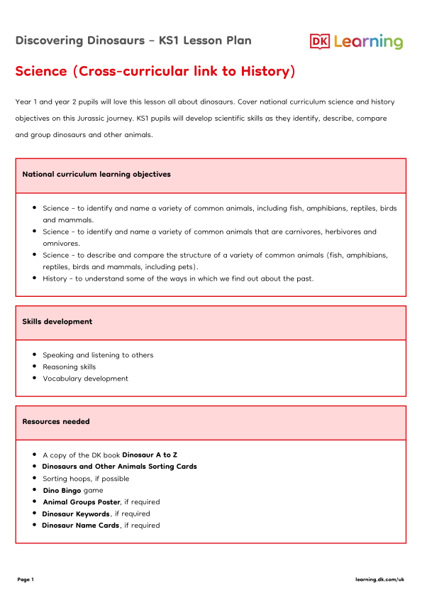 Discovering Dinosaurs – KS1 Lesson Plan