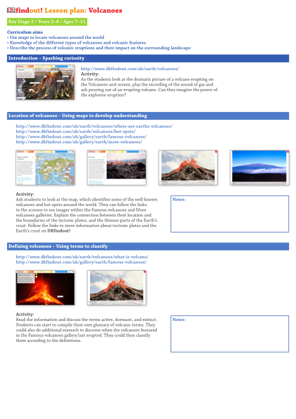 DKfindout! Volcanoes Lesson plan
