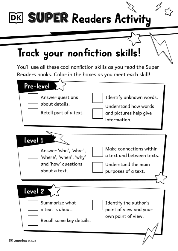 Track Your Nonfiction Skills Activity Sheet