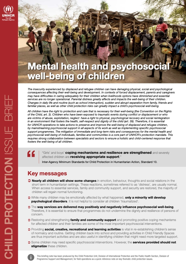Child Protection Issue Brief: Mental health and psychosocial wellbeing ...