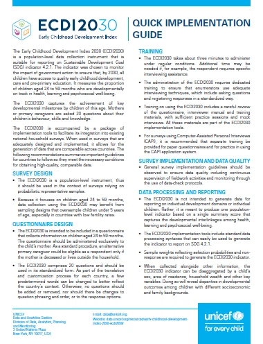 ECI QUICK IMPLEMENTATION GUIDE - IASC MHPSS M&E FRAMEWORK MOV Toolkit ...