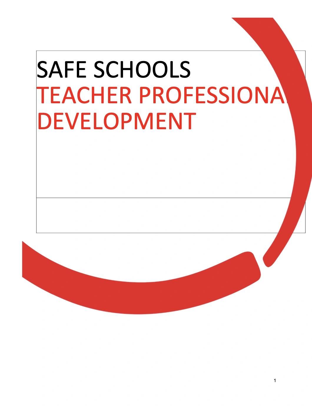 The Safe Schools Program – Teacher Professional Development Module 2 ...