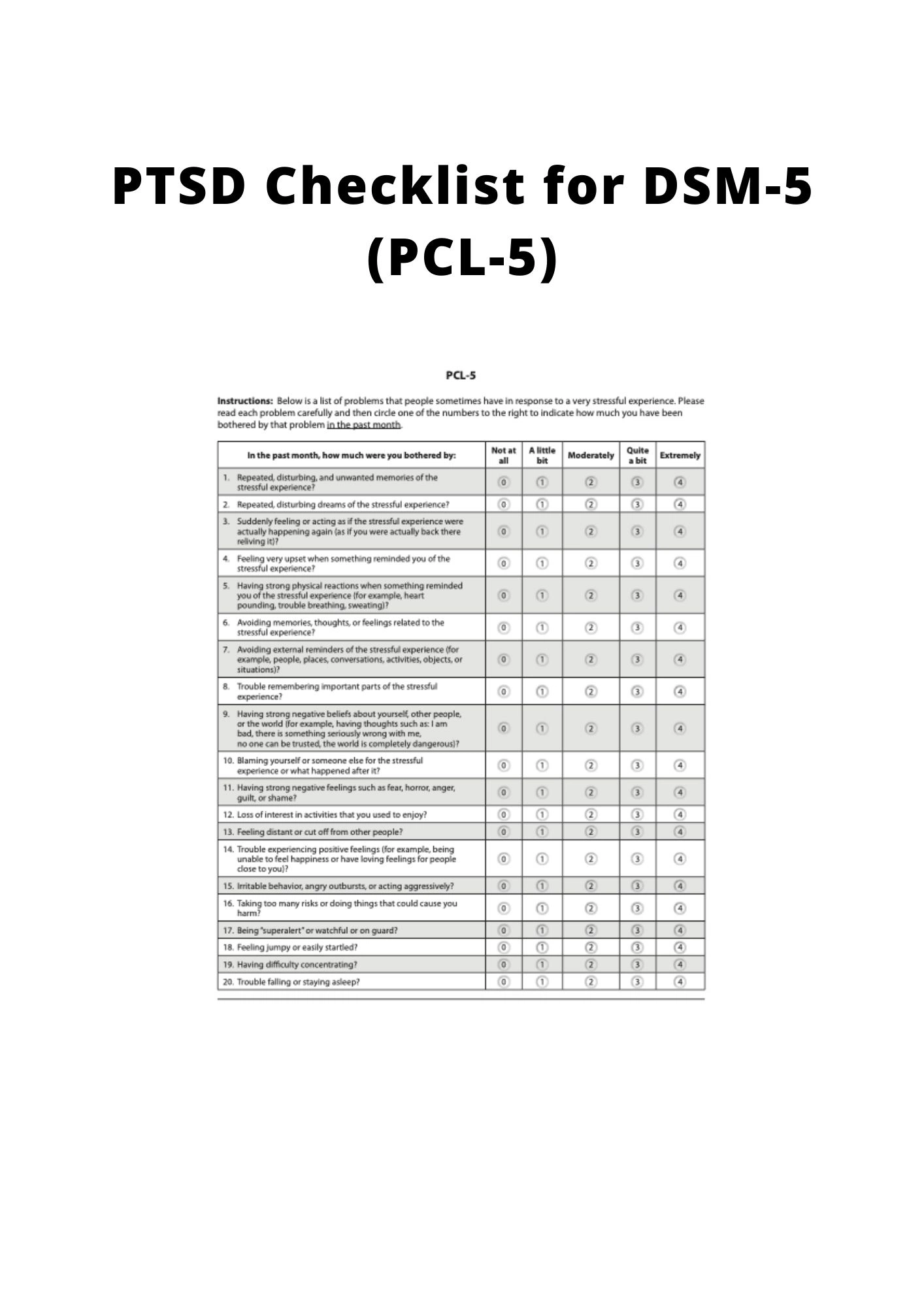 Ptsd Dsm 5
