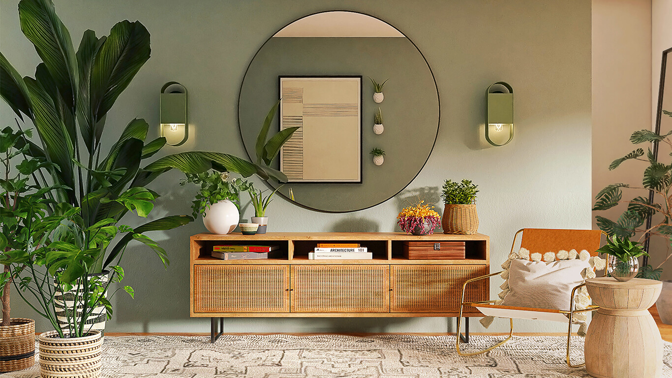 Plant decoration in living room store
