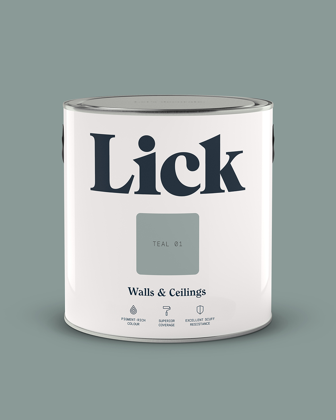 Teal 01: Mid Green Grey Teal Paint - Matt Emulsion Paint | Lick
