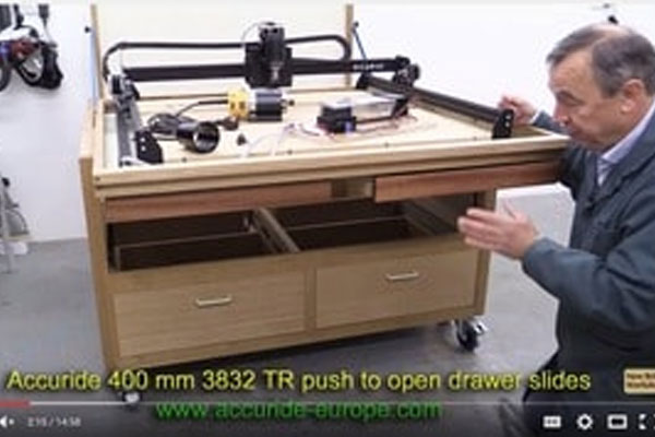 Mobile CNC storage with drawers fitted with Accuride drawer slides